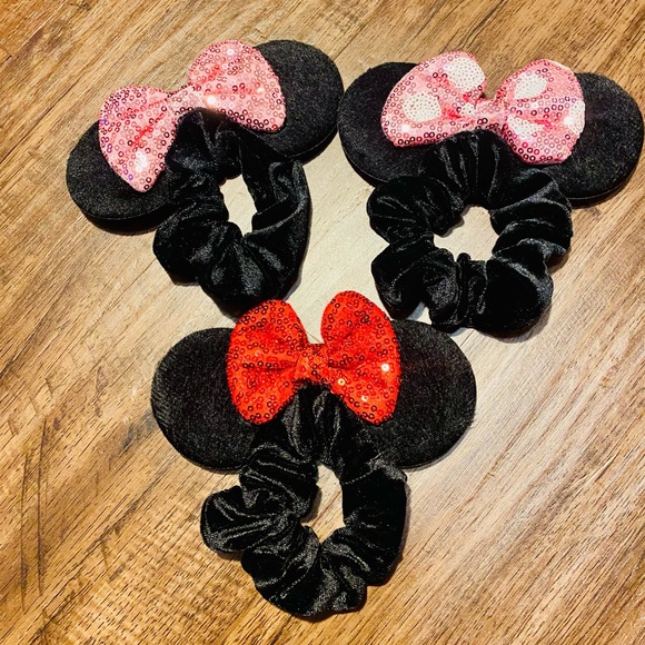 Accessories | Disney Minnie Mouse Ponytail Hair Tie Bundle Of 3 | Poshmark